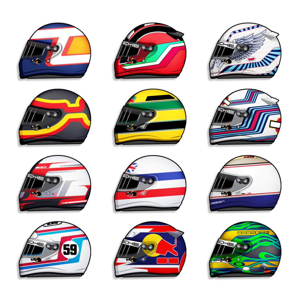 Race Car Driver Helment Series Decals Stickers - Asphalt Killerz